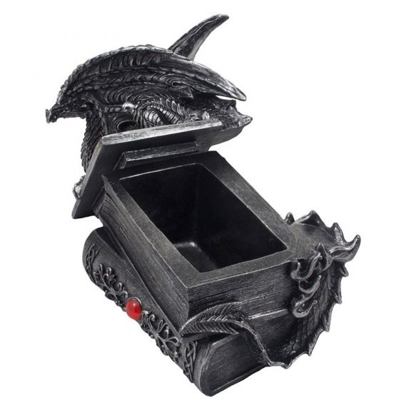 Mythical Guardian Dragon Trinket Box - Fiery Winged Dragon Jewelry Box