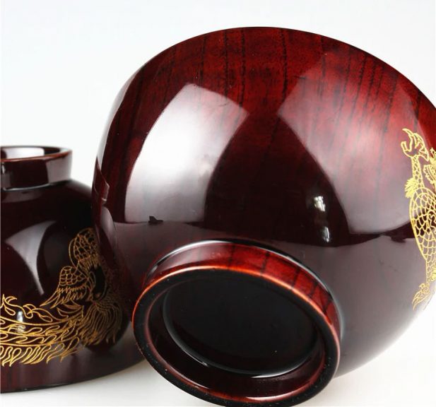 Two Chinese Jujube Wood Dragon Bowls - Everything Dragon Shop