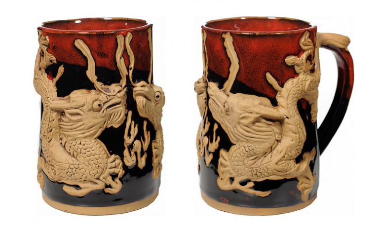 Red Imperial Dragon Handmade Pottery Mug - Everything Dragon Shop